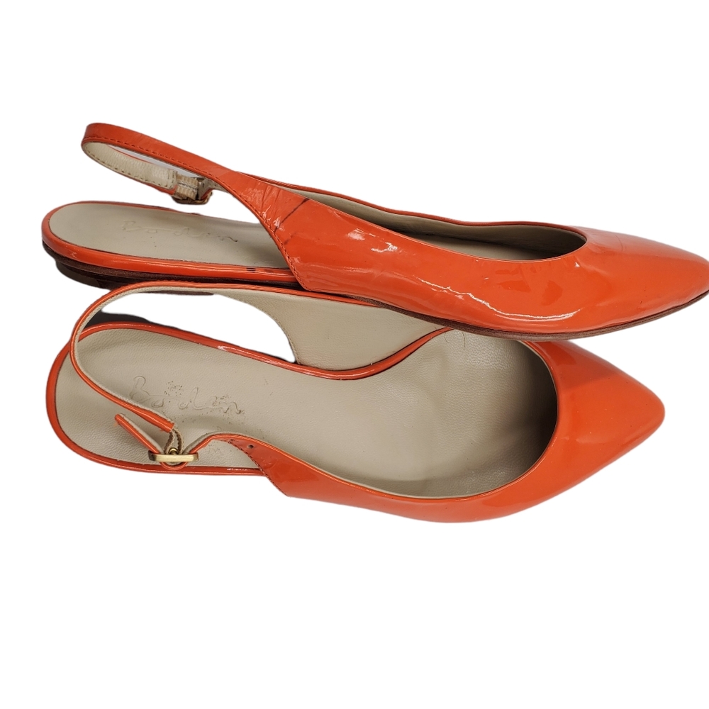 Boden Orange Patent Leather Slingback Flats Sz 38 / 7 - Gem